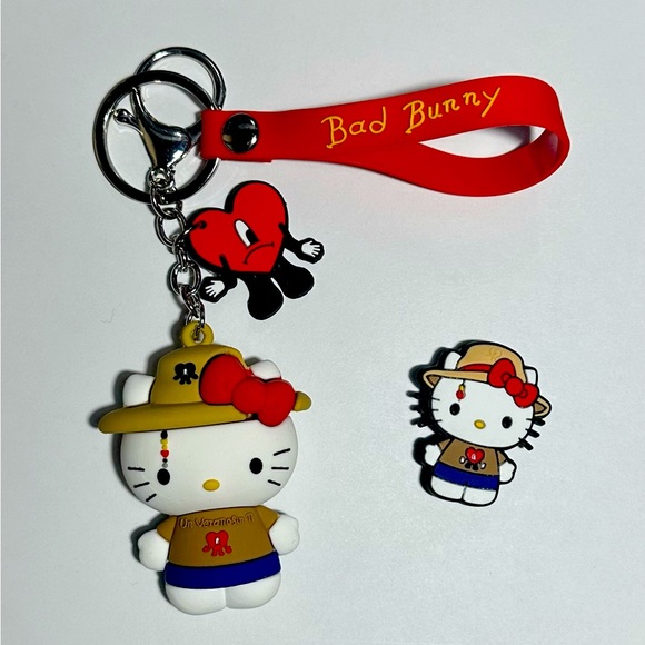 Accessories | Bad Bunny Hello Kitty 3d Keychain Matching Croc Charm ...